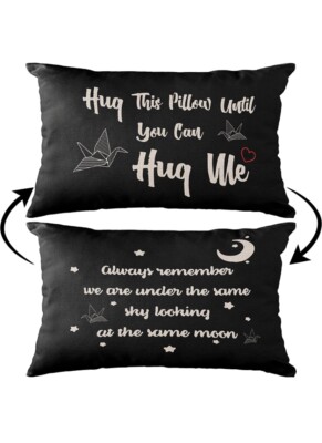 POPOU Hug This Pillow Until You Can Reversible Throw Pillow Case, 12 x ...