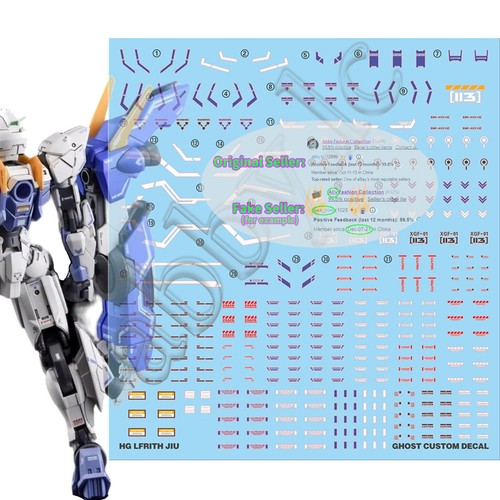 for HG 1/144 Lfrith Jiu Water Slide UV Light-Reactive Details Decal XGF ...