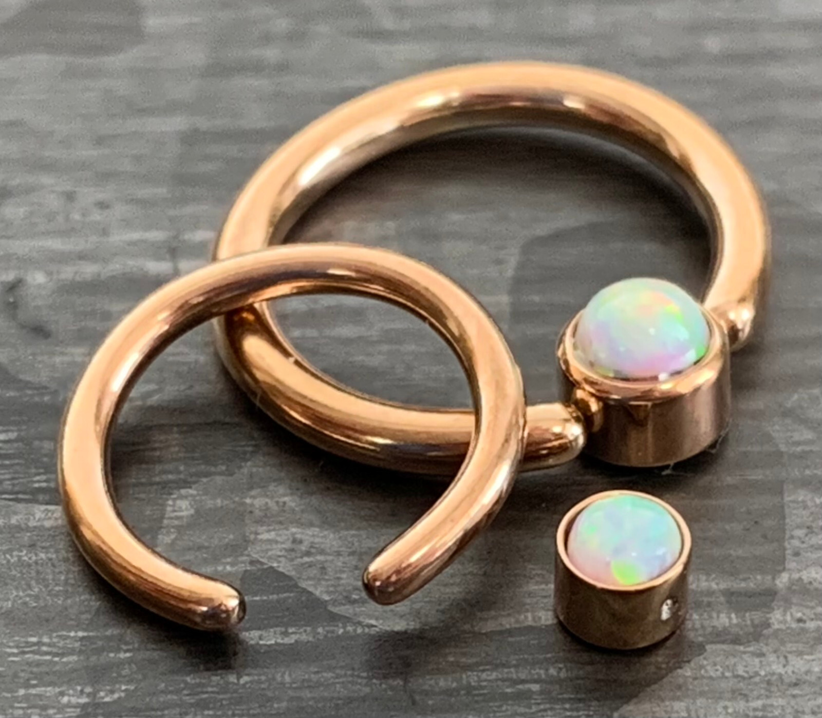 1pc Opal Set Flat-Back Rose Gold Captive Bead Ring Septum Nipple Body ...