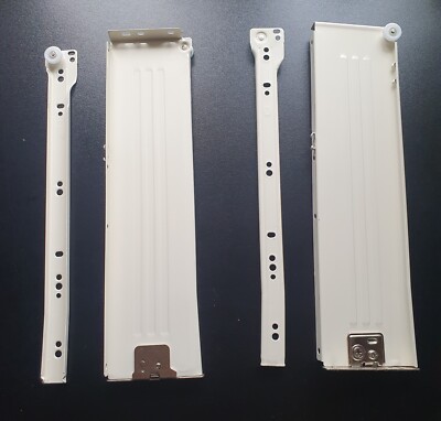 1 Set of Kitchen Metal Drawer Box Sides/ Runners OFF WHITE/CREAM 86mm x ...