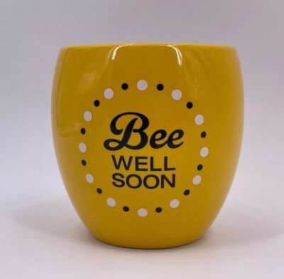 CUTE! TELEFLORA " BEE WELL SOON" 5" TALL ROUND YELLOW VASE | eBay