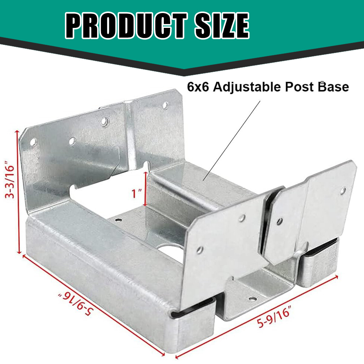 6Pcs 6x6 Concrete Deck Post Anchor Base Adjustable Metal Post Bracket ...