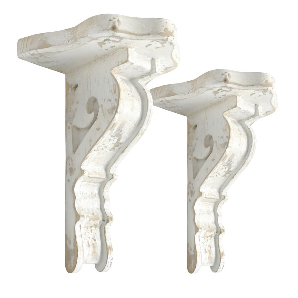 Shabby Wooden Corbels/ Brackets Pair, Vintage Wood Decorative Shelf ...