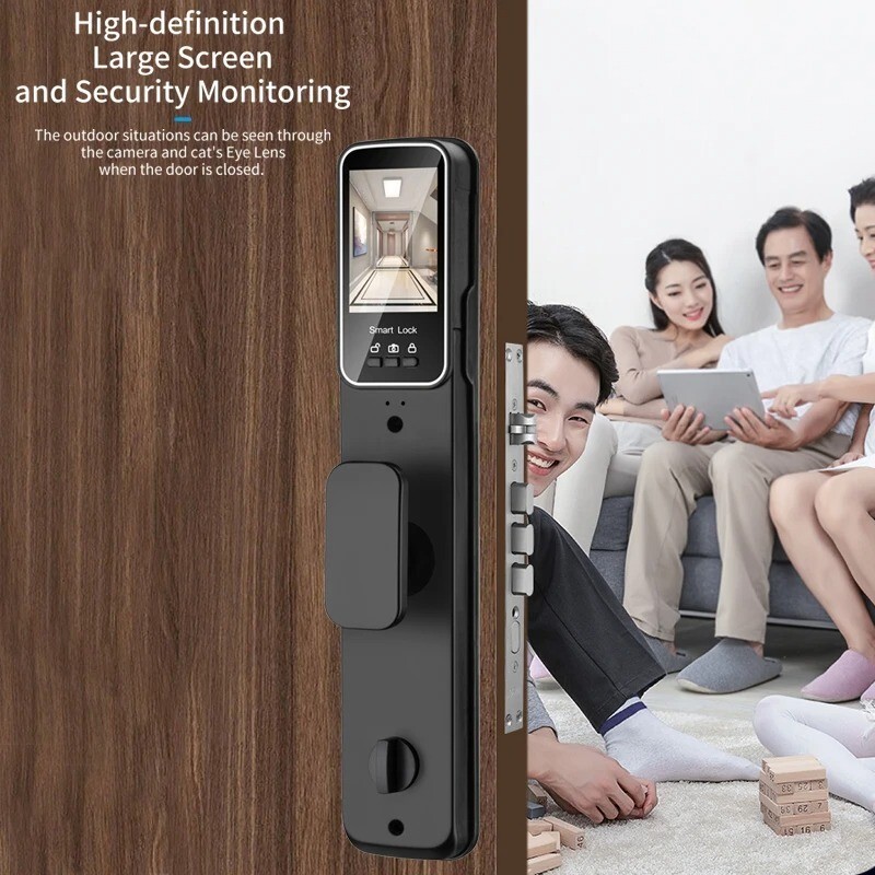 3D Smart Door Lock Face Recognition Camera Finger Print Password ...