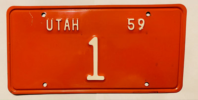 1959 UTAH # 1 LICENSE PLATE GOVERNOR POLITICAL FROM AUTOMOBILE OF ...