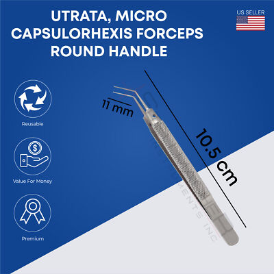 Utrata Micro Capsulorhexis Forceps Round Handle 11 mm Shanks 10.5 cm ...