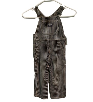 New Oshkosh B'gosh Overalls Vestbak Striped Railroad Size 24M Hickory ...