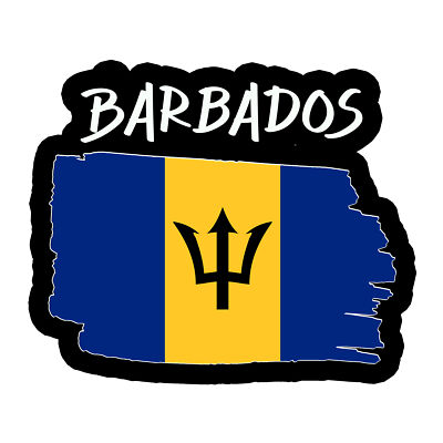 2 x Barbados Country FLAG TEXT Sticker Stickers window car ute 4x4 ...