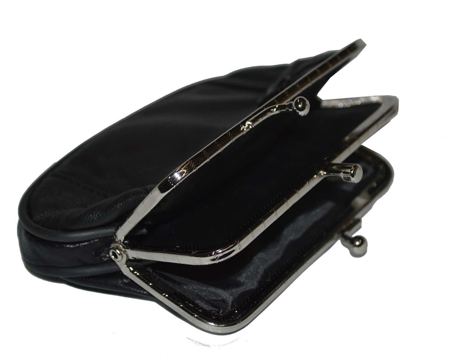 Black Large Leather Metal frame coin purse by Leatherboss | eBay