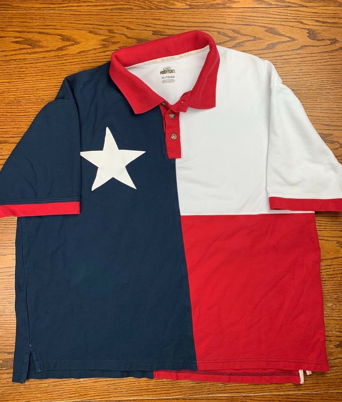 Mens RedHead Texas Lone Star State Flag Collared Polo… - Gem