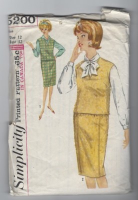 Vtg Simplicity 5200 Misses Skirt Blouse Pullover Pattern Sz 12 Bust 32 ...