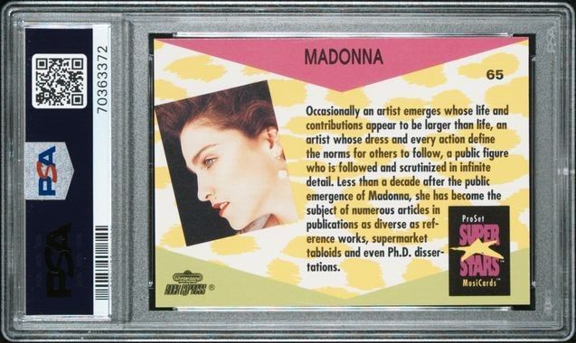 1991 Pro Set SuperStars Musicards #65 MADONNA Singer Actress PSA 9 MINT ...