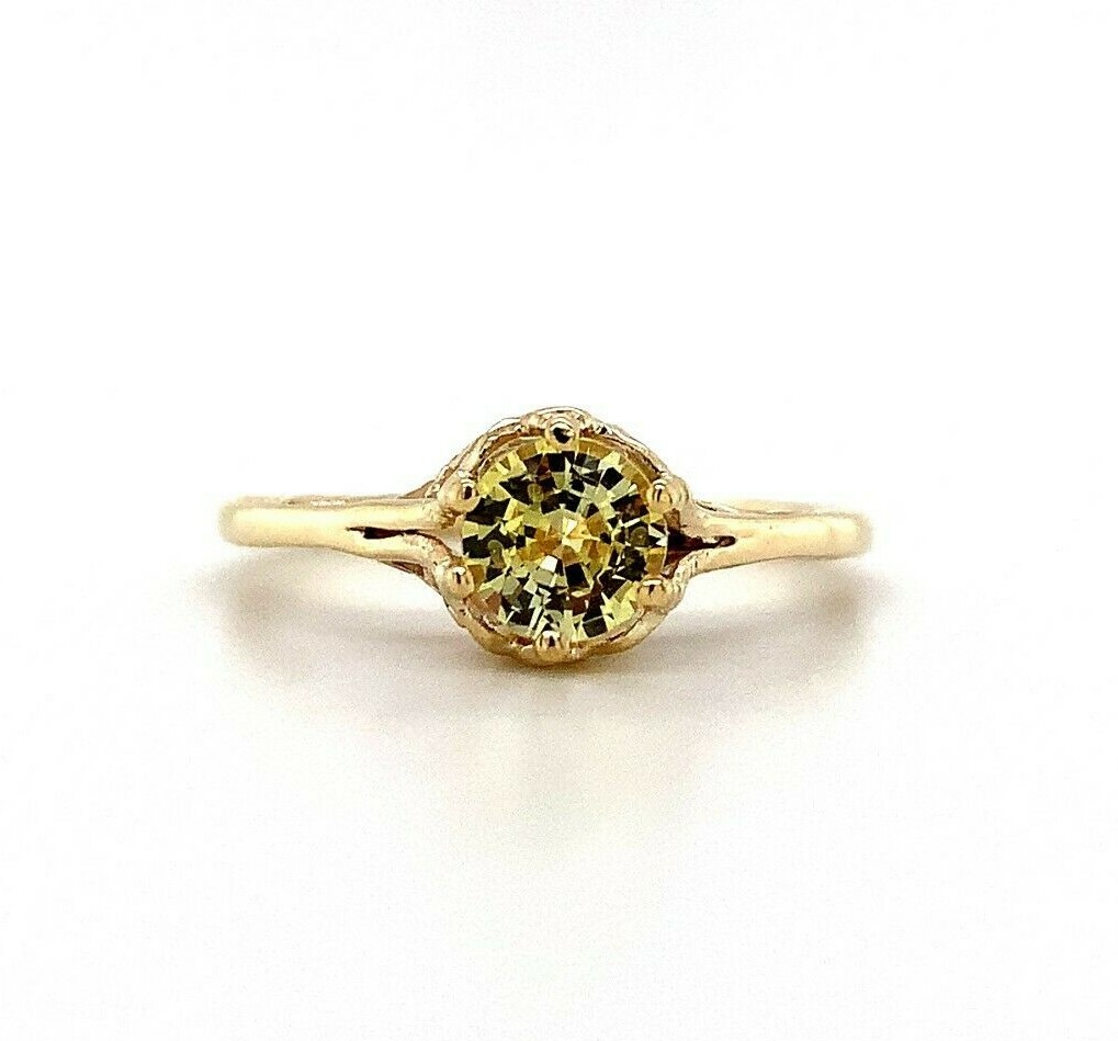 14k Yellow Gold Filigree Ring w/ .61ct Yellow Genuine… - Gem