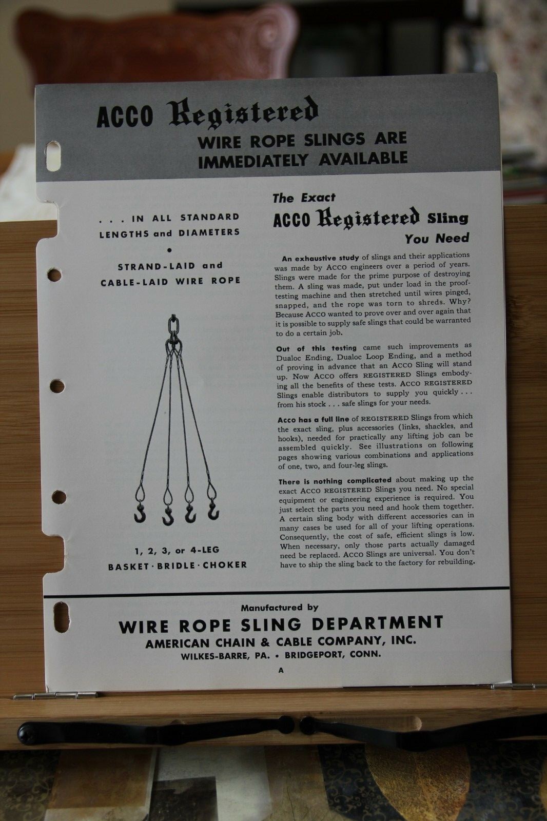 Brochure American Chain & Cable Company Inc ACCO Wilkes Barre PA ...
