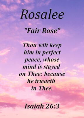 Rosalee "Fair Rose" Keepsake Name Meaning Card with Bible Verse | eBay