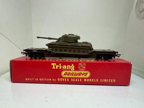 Triang OO Gauge R241 Bogie Well Wagon with Tank Load (friction motor ...