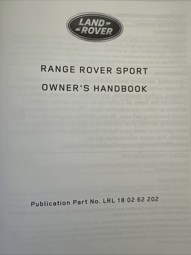 2020 2021 2022 Land Rover Sport Owner's Manual - HSE SVR HST SE ...