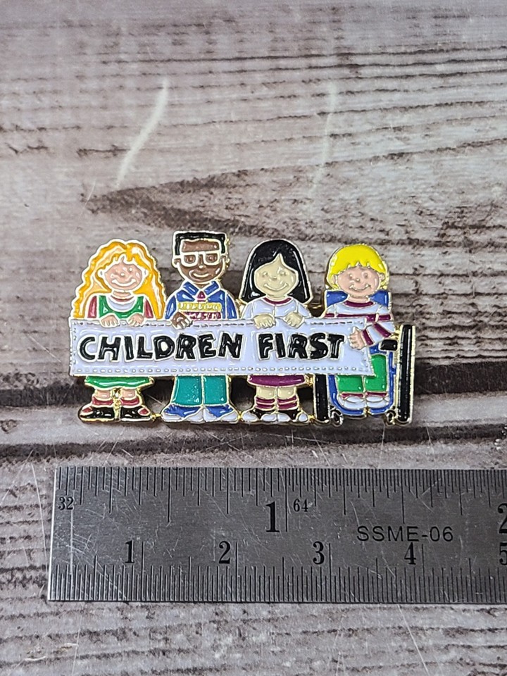 Vintage Children Kids First Enamel Gold Tone Lapel Brooch Pin | eBay