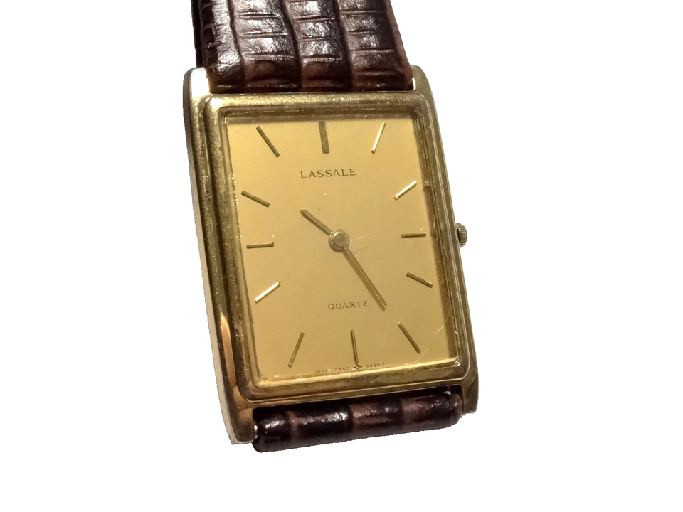 Mens Seiko Lassale Goldtone Thin Tanq Watch Model 9550-5399 | eBay