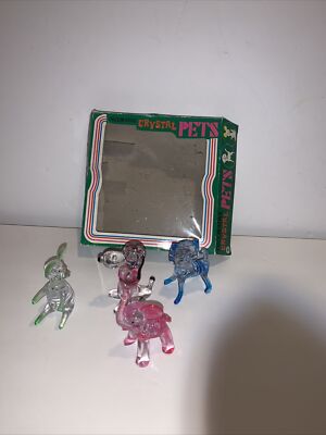 Vintage 1970s Crystal Pets W Box Dog Cat Mouse Elephant | eBay