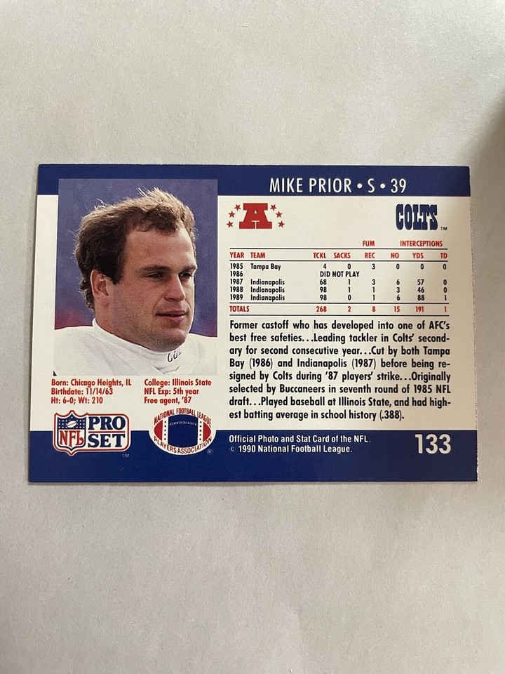 1990 Pro Set - #133 Mike Prior | eBay