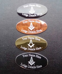 1 x ENGRAVED 85 X 40MM MASONIC OVAL PLAQUE CASE NAME PLATE SQUARE ...