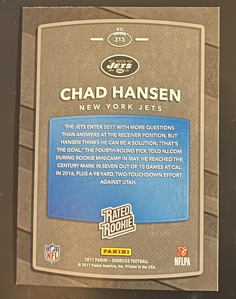 Chad Hansen 2017 Panini Rated Rookie Press Proof Card #313 | eBay