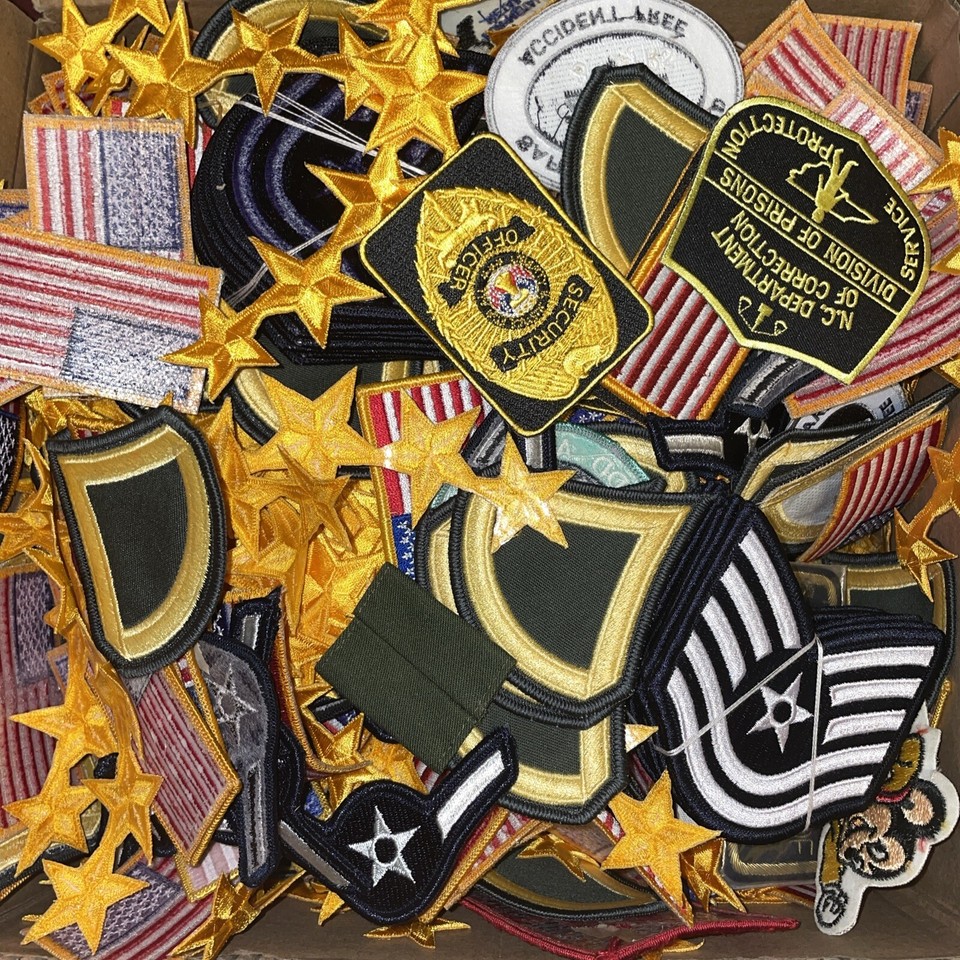 Huge Lot Of 700+ Military Patches American Flag Army Air Force 5 Gold ...