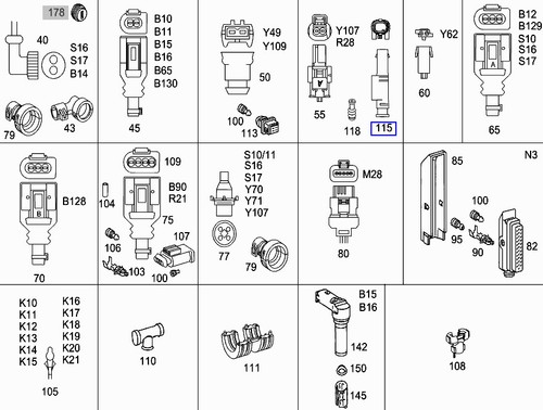 Mercedes Wiring Connector Plug Terminal Housing 2-Pole A2115451528 ...