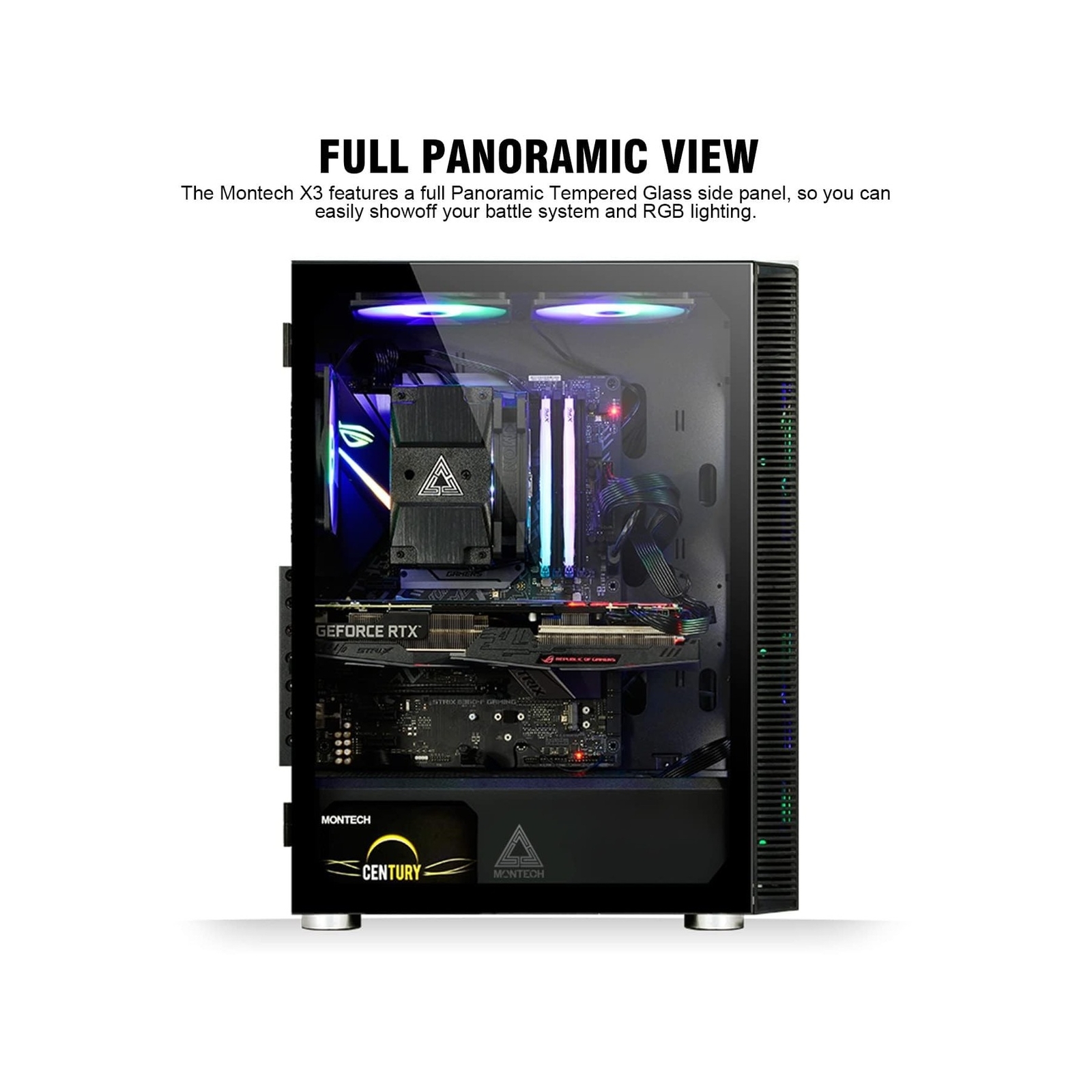 Montech X3 Mesh 6pcs, 3 x 140mm& 3 x 120mm Fixed RGB Lighting Fans ATX ...