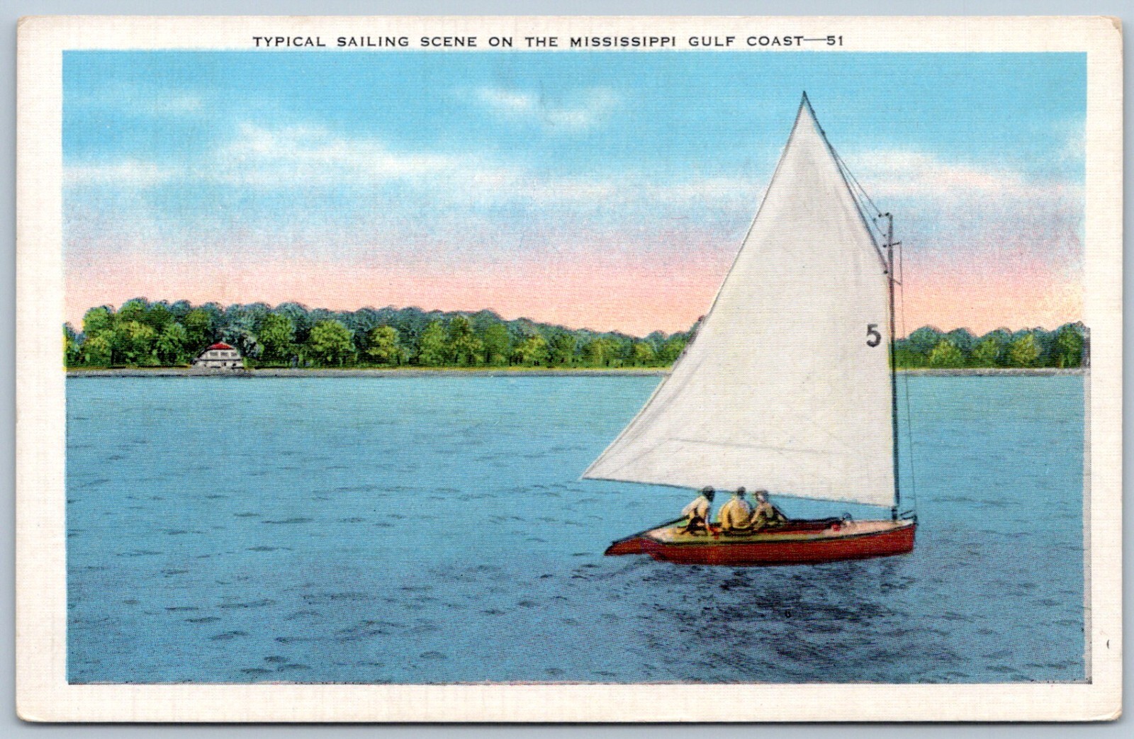 Postcard MS Typical Sailing Scene Mississippi Gulf Coast Sailboat MS20 ...