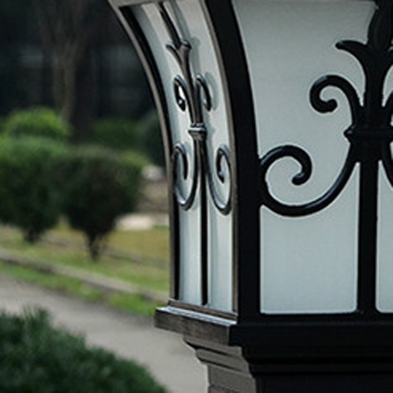 Outdoor Pillar Lamp Yard Post Light Garden Glass Pillar Lighting Black ...