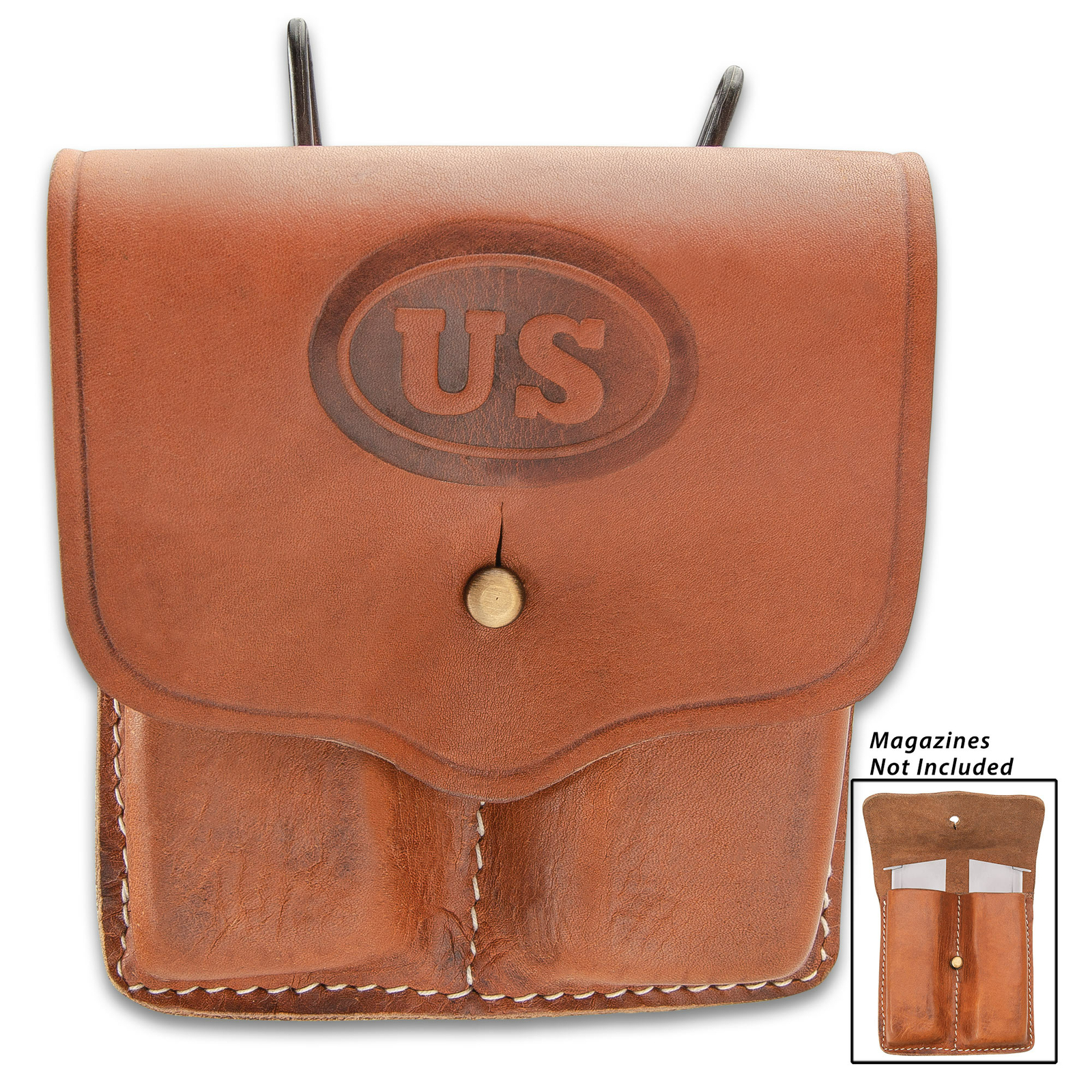 1911 Leather Double Mag Pouch for Colt .45 Magazines Fits USGI Pistol ...