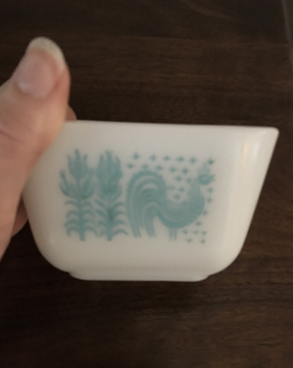 Pyrex Tiny "Butterprint" Turquoise Amish Rooster Refrigerator Dish | eBay
