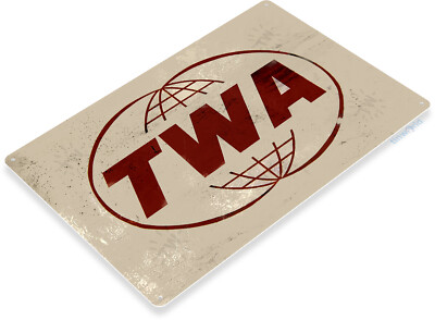 TWA Trans World Airlines Logo Jet Airplane Retro Vintage Decor Metal ...