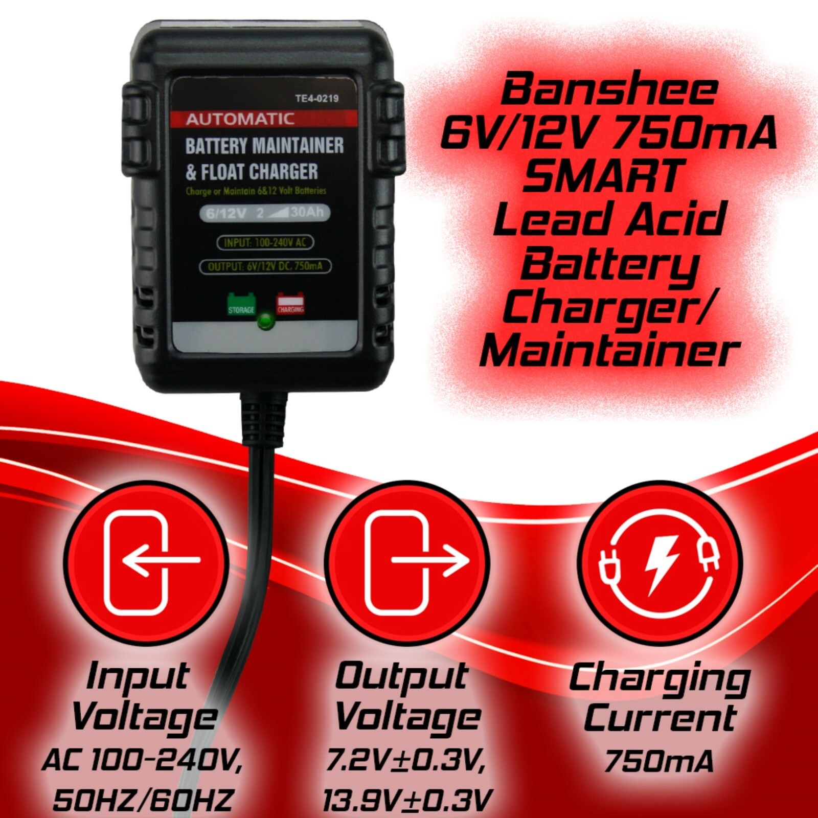 Banshee Battery Charger Maintainer Car RV Truck Motorcycle Auto 6V 12V ...