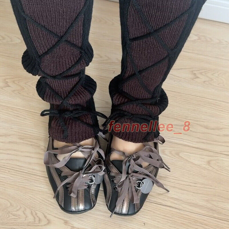 Women Flat Ballet Bowling Shoes Bowknot Loafers Shoes Flat Mary Jane ...