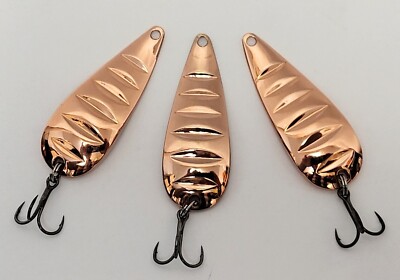 3 Brass Copper Jigging Flutter Spoons Ice Fishing Lures 10 g .4 oz ...