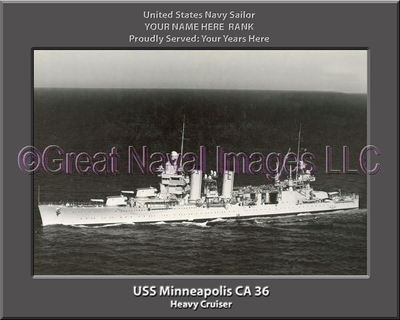 USS Minneapolis CA 36 Personalized Canvas Ship Photo Print Navy Veteran ...