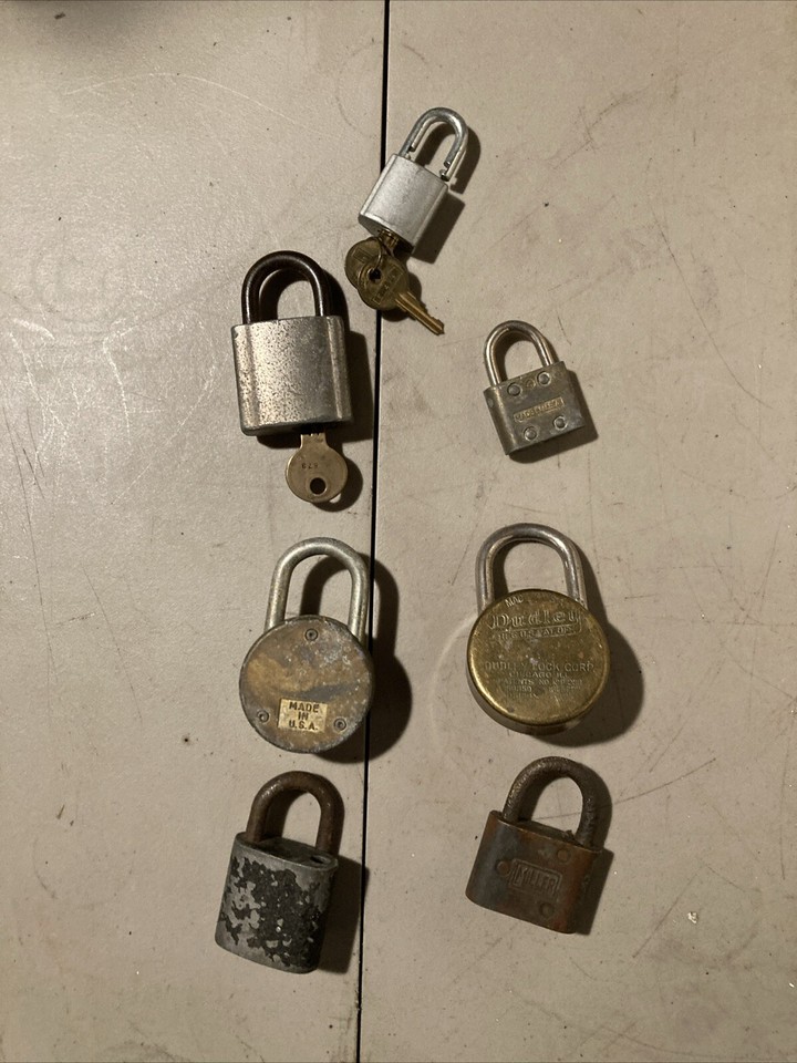 7 DUDLEY Slaymaker Elgin Walsco COMBINATION LOCK PADLOCK NO COMBO/key ...