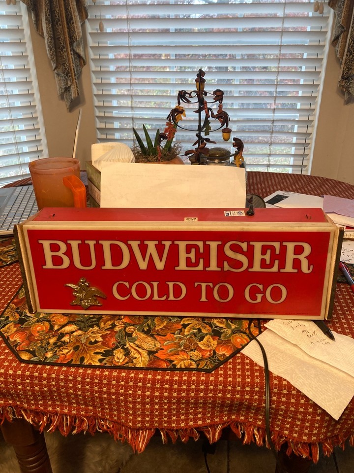 VTG Budweiser Cold To Go Beer Light up Sign 1976 Metal/Plastic | eBay