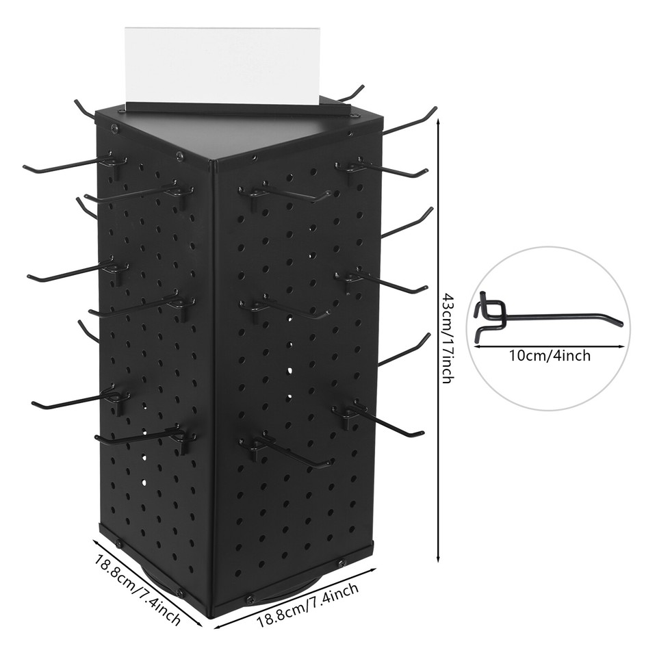 4 Sided Perforated Board Display Stand Round-bottom 360° Rotating Angle ...