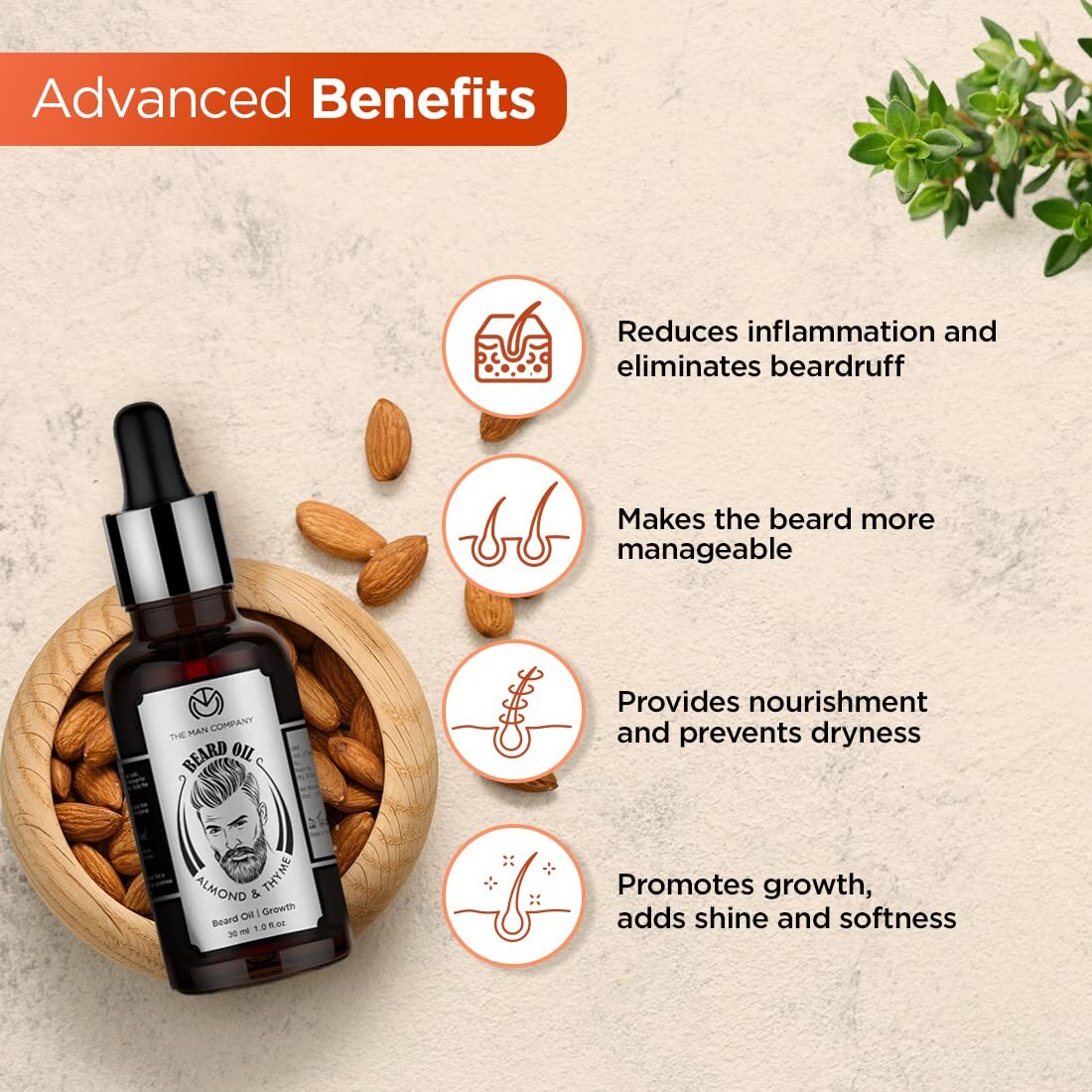 The Man Company Beard Oil For Growing Beard Faster With Almond And Thyme