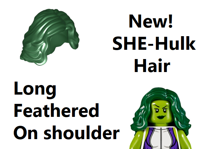 LEGO Minifigure Hair Thick Long Dark Green She Hulk Hero Girl Curly ...