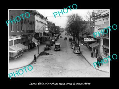 OLD 6 X 4 HISTORIC PHOTO OF LYONS OHIO THE MAIN STREET & STORES c1940 ...