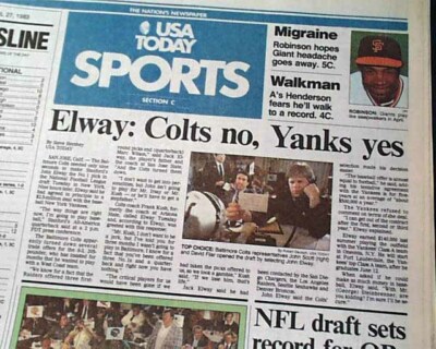 Quarterback JOHN ELWAY Picked 1st in NFL Football Draft BRONCOS 1983 ...