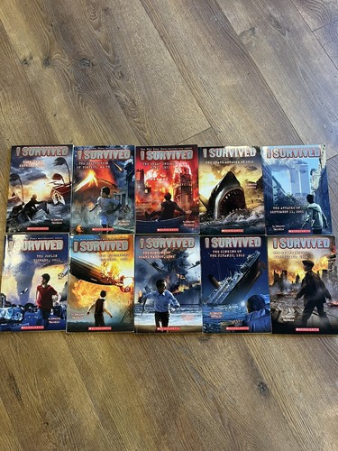 LOT OF 10 I SURVIVED CHAPTER BOOKS: Shark attack- Pearl harbor-and more ...