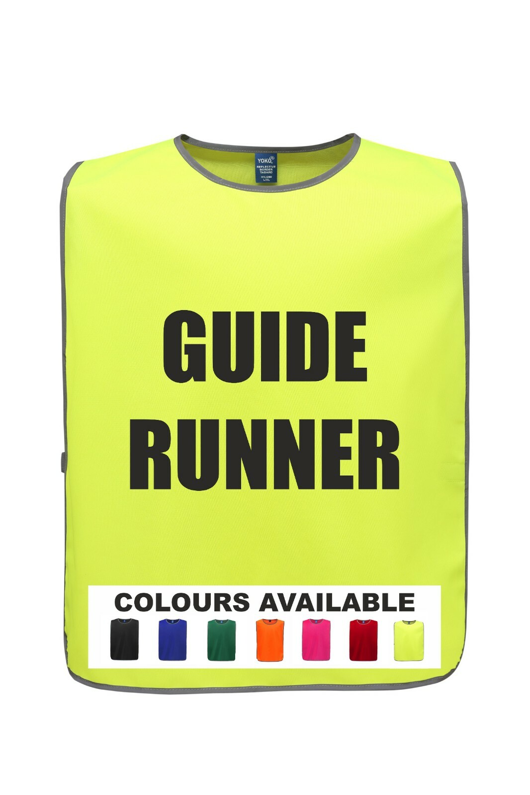 GUIDE RUNNER PRINTED HIGH VISIBILITY TABARD HI VIS VIZ EVENT RUNNER ...
