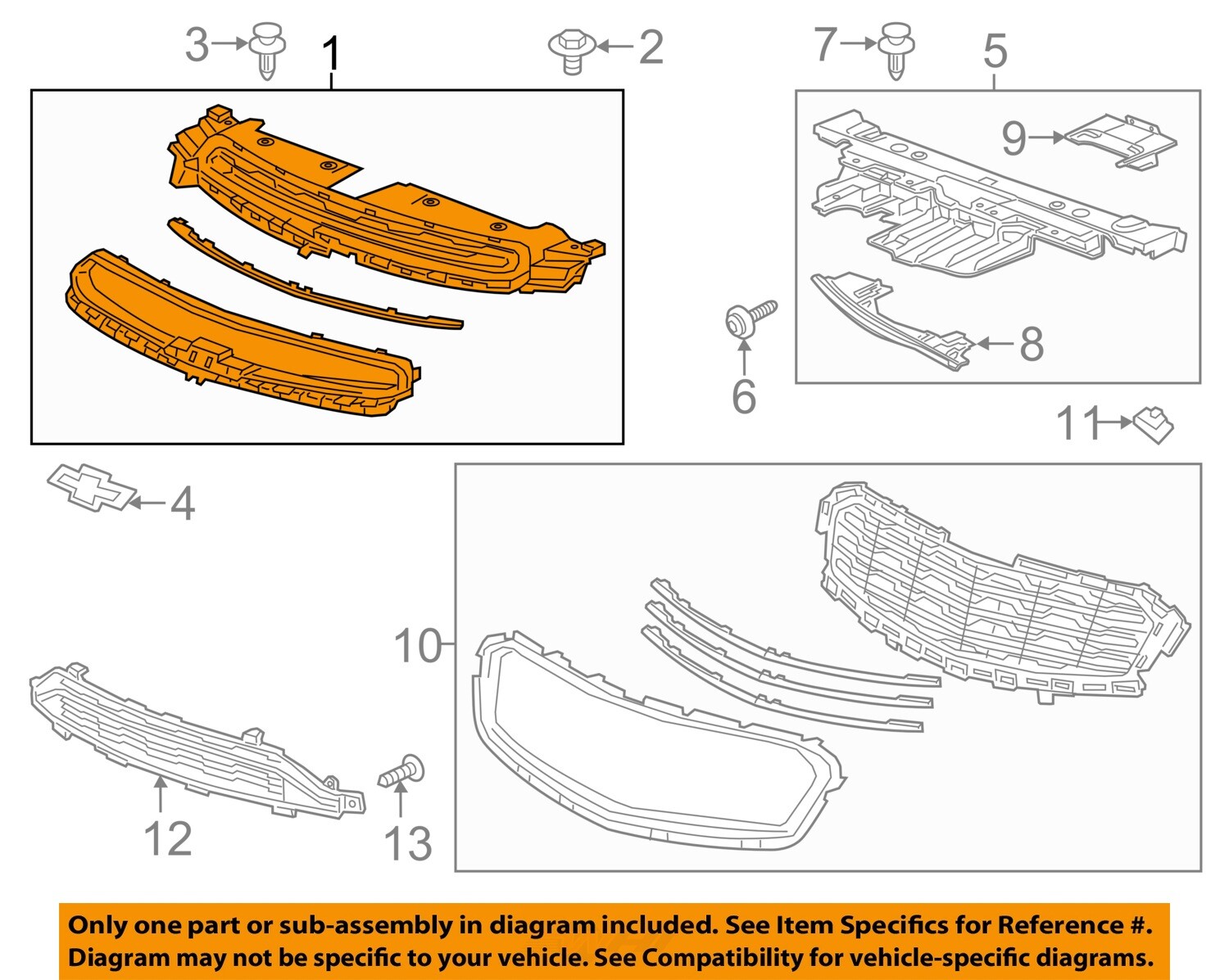 GM OEM 15-16 Cruze Limited Grille Components-Upper Grille 94516092 | eBay