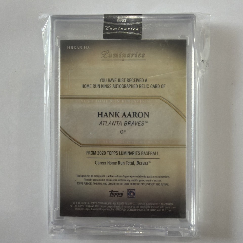 HANK AARON 2020 TOPPS LUMINARIES AUTOGRAPH TRIPLE RELIC GAME BAT AUTO ...